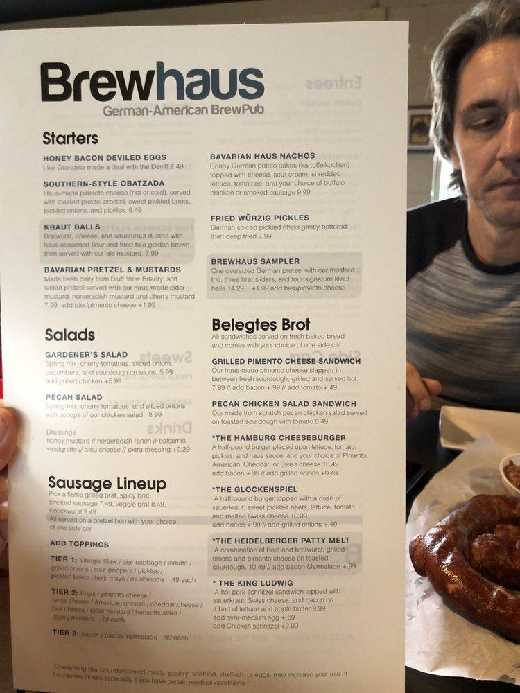 Menu at Brewhaus pub & bar, Chattanooga