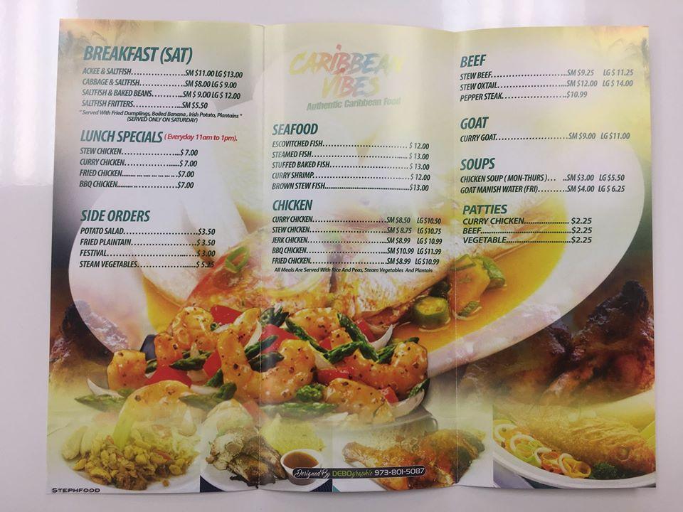 Menu at Caribbean Vibes restaurant, Howell
