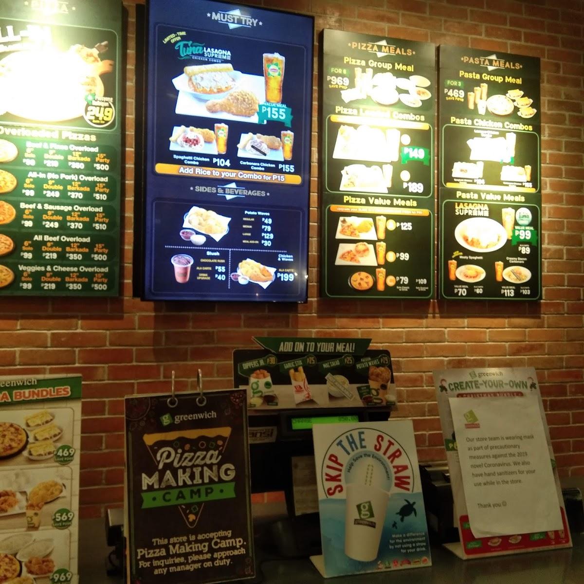 Menu at Greenwich restaurant, Malaybalay City