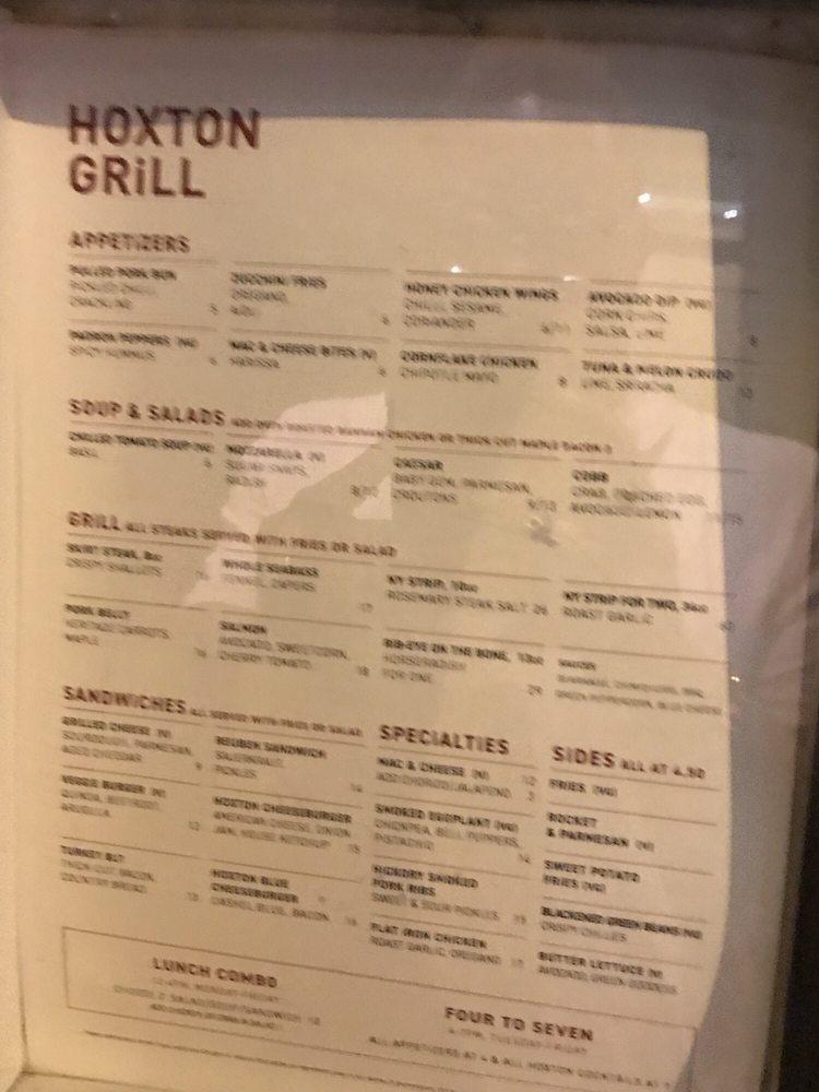 Menu at Hoxton Grill pub & bar, London
