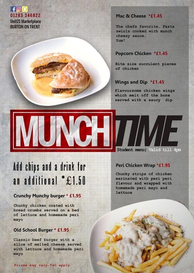 Menu at Munch Block restaurant, Burton upon Trent, Unit 21 Burton ...