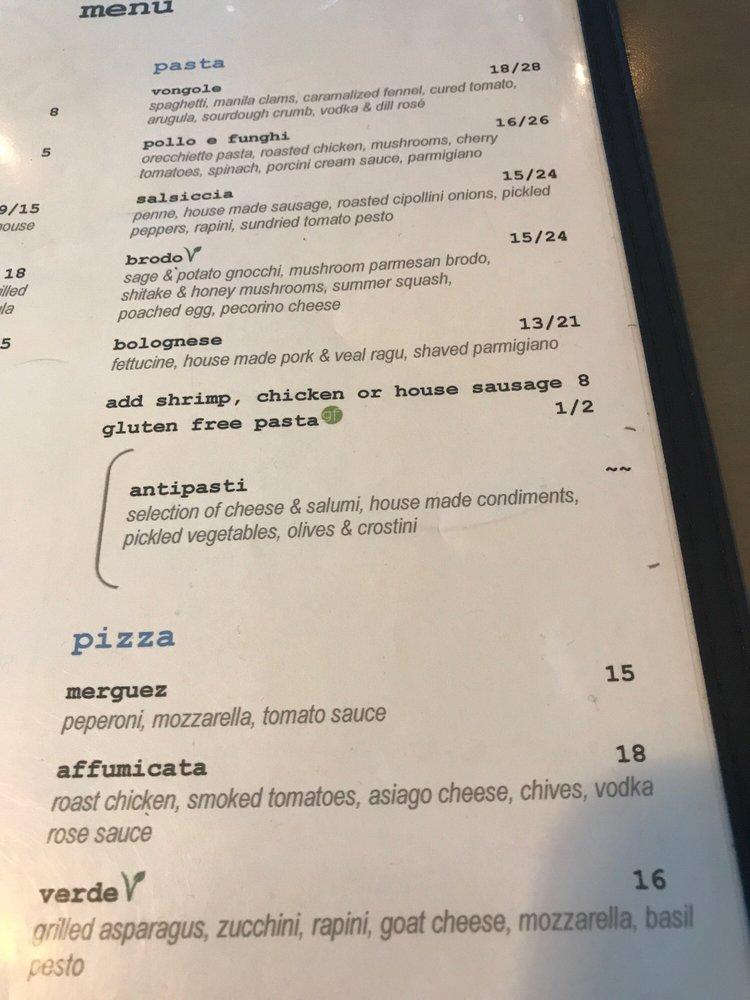 Menu at Riva restaurant, Gananoque