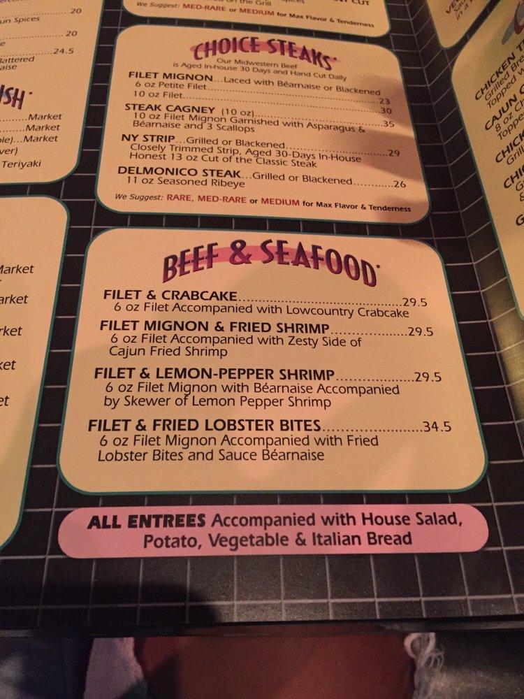 Menu at Flamingo Grill steakhouse, Myrtle Beach, N Kings