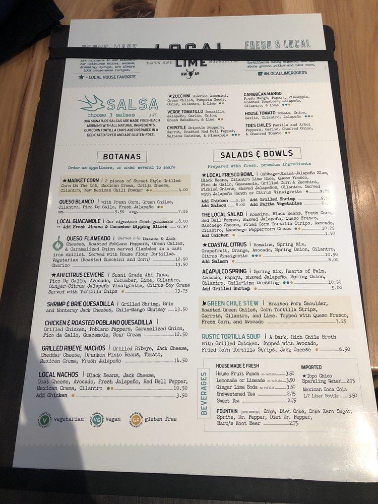 Menu at Local Lime : Rogers pub & bar, Rogers