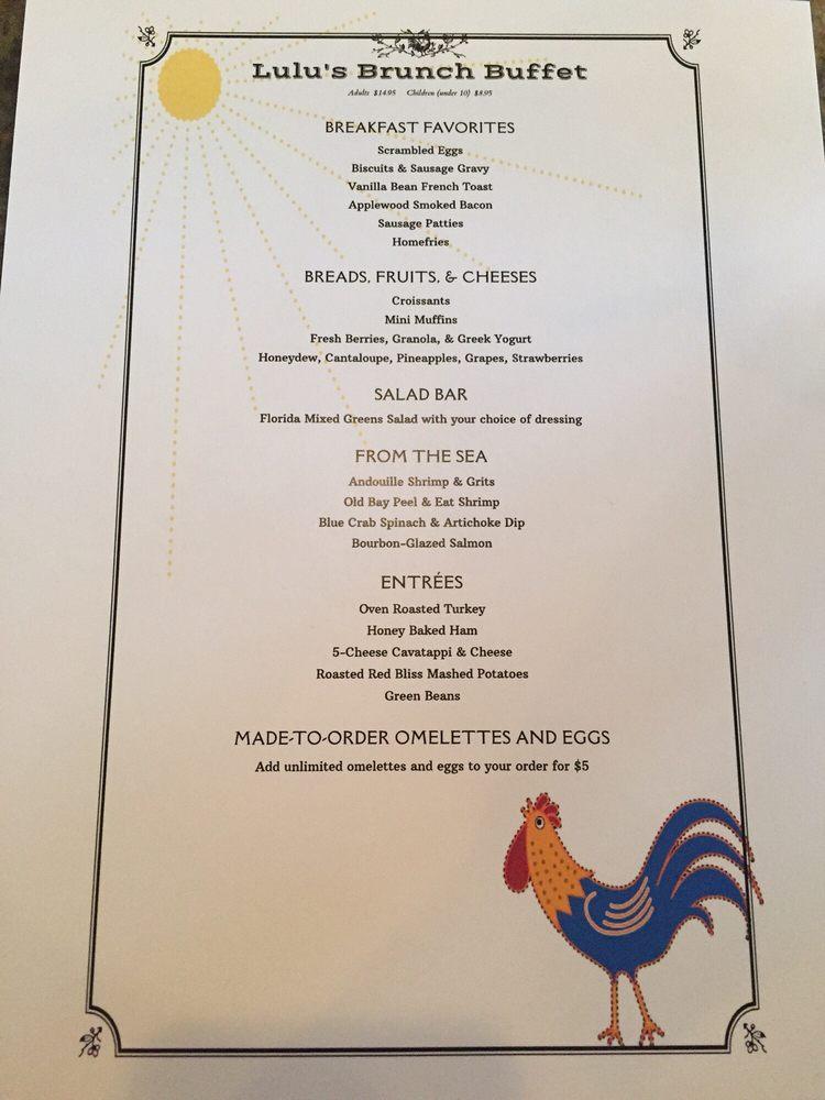 Menu at Lulu's Oceanside Grill pub & bar, Ormond Beach
