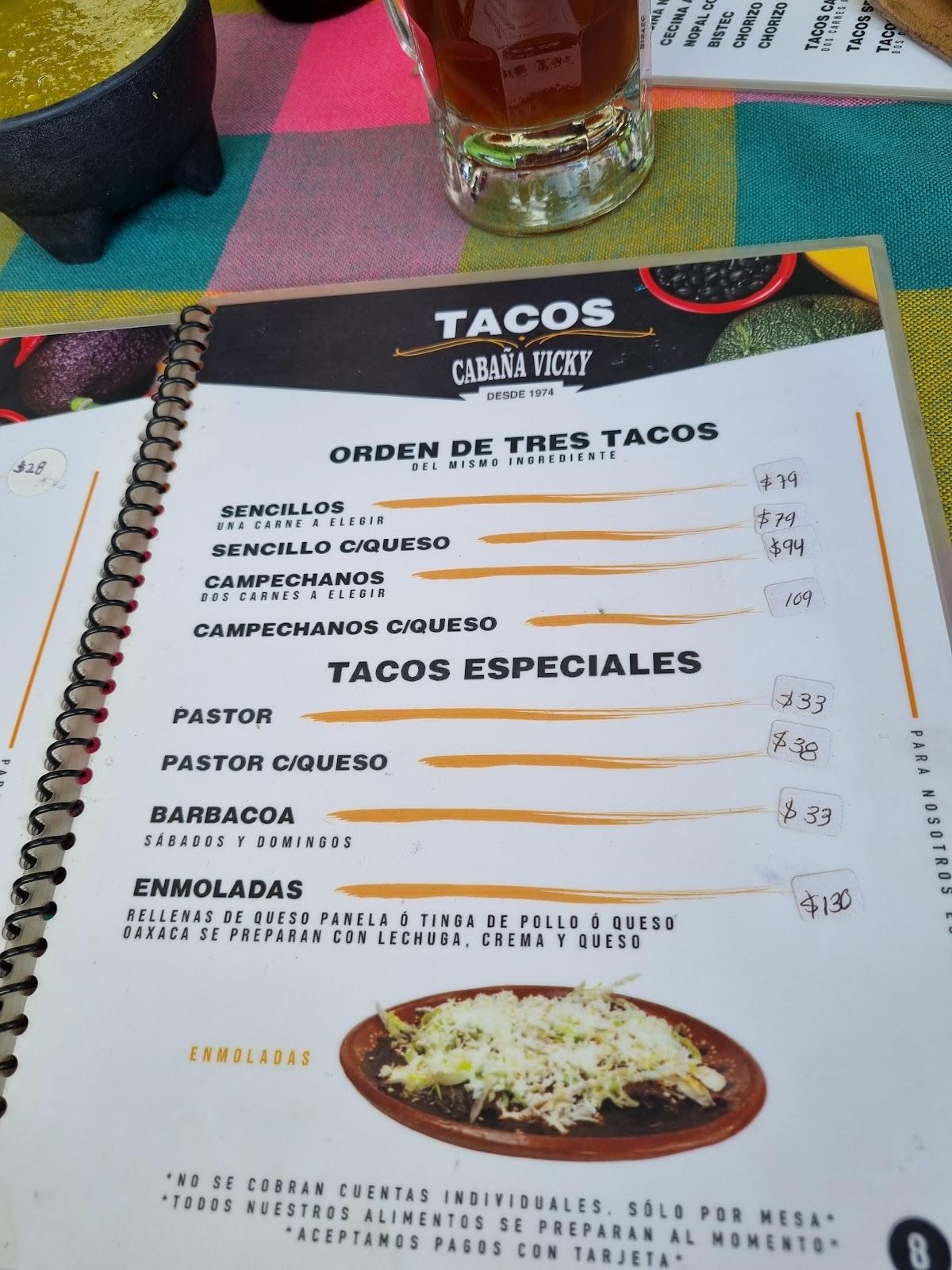 Carta de Restaurante "Cabaña Vicky", Lomas de Tepemecatl, Albergue ...