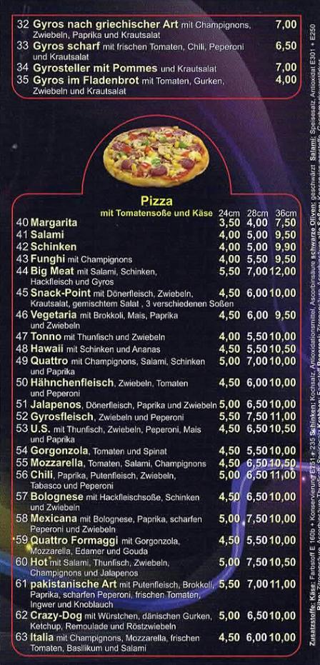 Speisekarte von Snackpoint restaurant, Dummerstorf