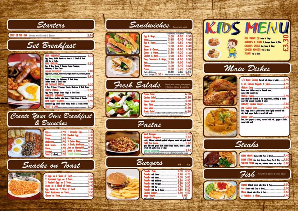 Menu at Taste Buds Cafe, New Milton