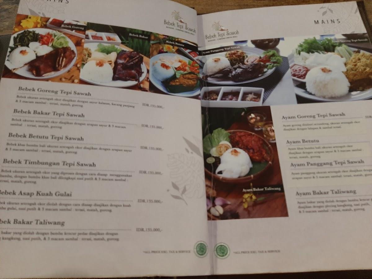 Menu at Bebek Tepi Sawah Bogor restaurant, Bogor