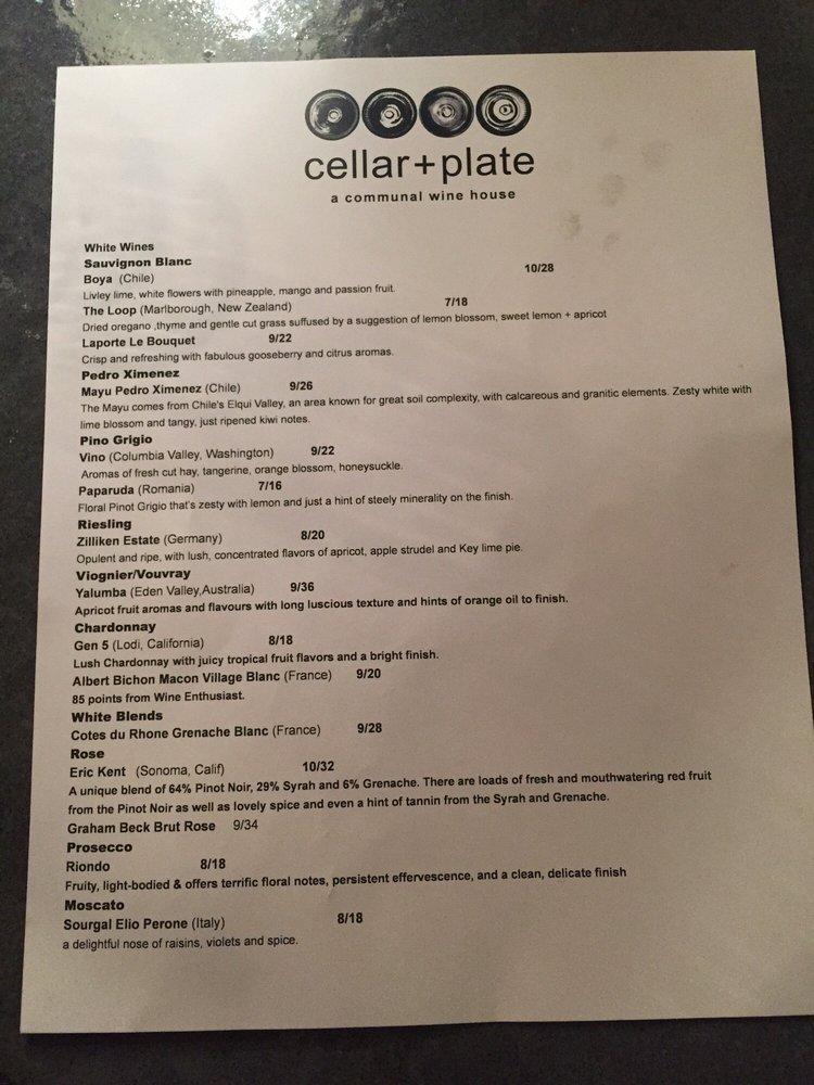 Menu at Cellar + Plate a communal wine house pub & bar, Springfield, S ...