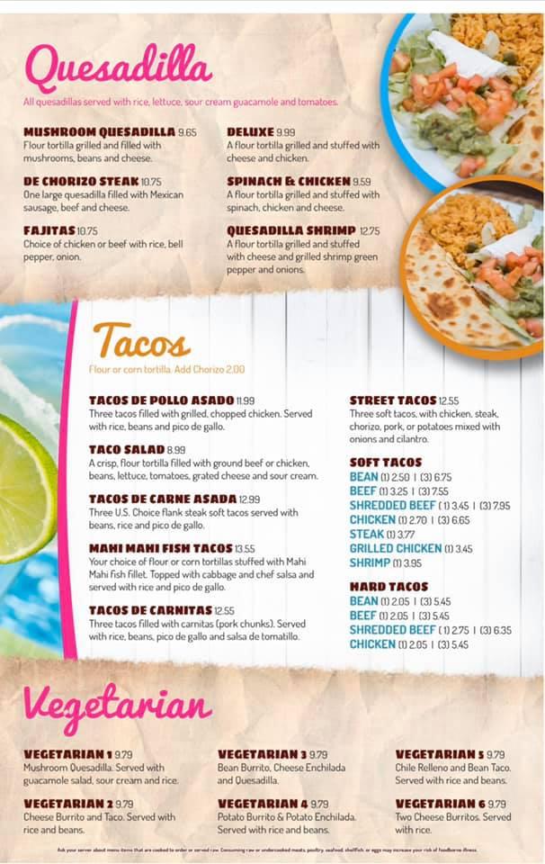 Menu at Fiesta Azteca pub & bar, Uniontown