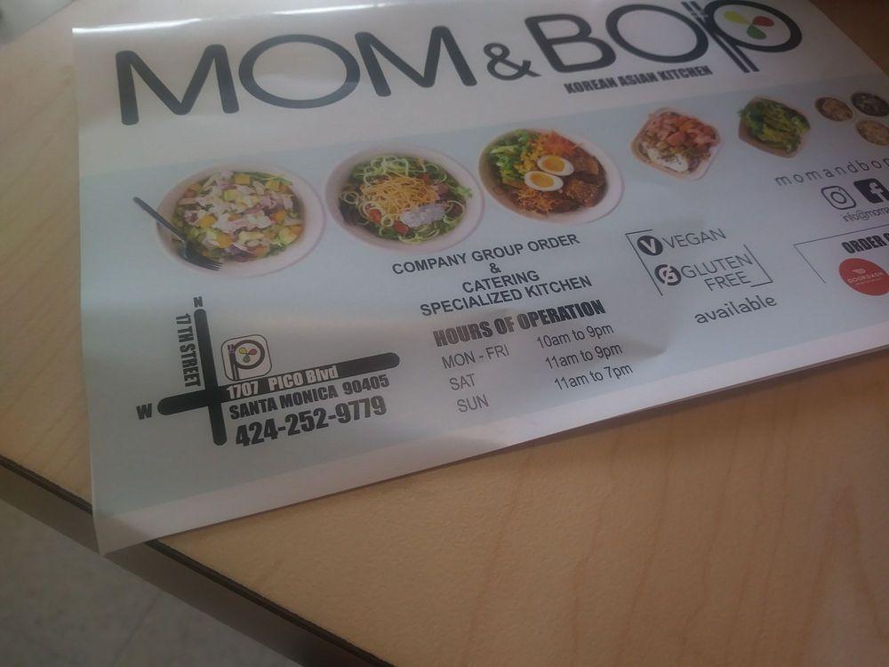 Menu at Mom & Bop restaurant, Santa Monica