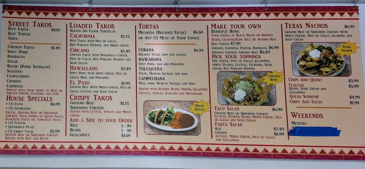 Menu at Mr. Tako restaurant, McKinney