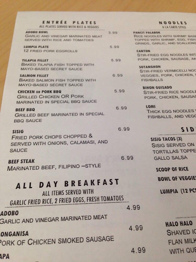 Menu at Nova's Grill Filipino Fast Food, Covina