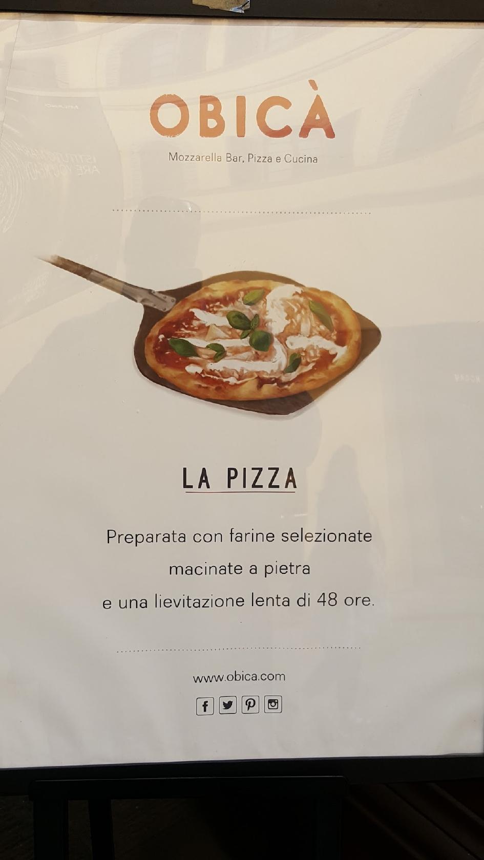 Menu da Obicà pizzeria, Firenze, Via de' Tornabuoni 16