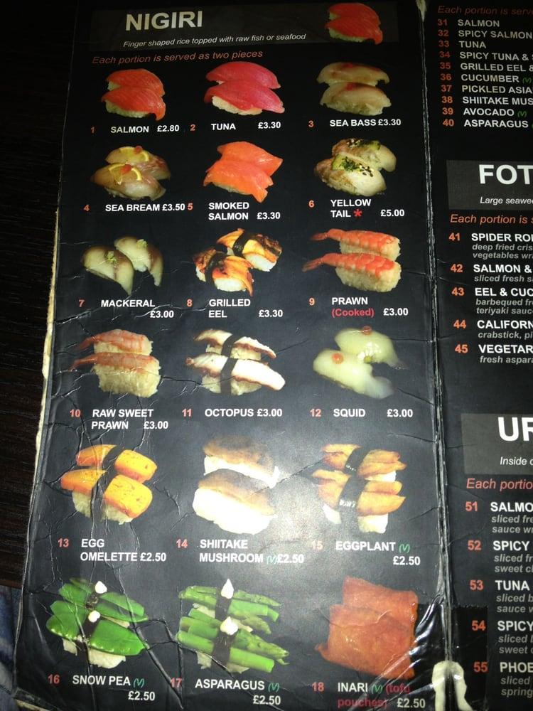 Menu at Sushimania restaurant, Reading