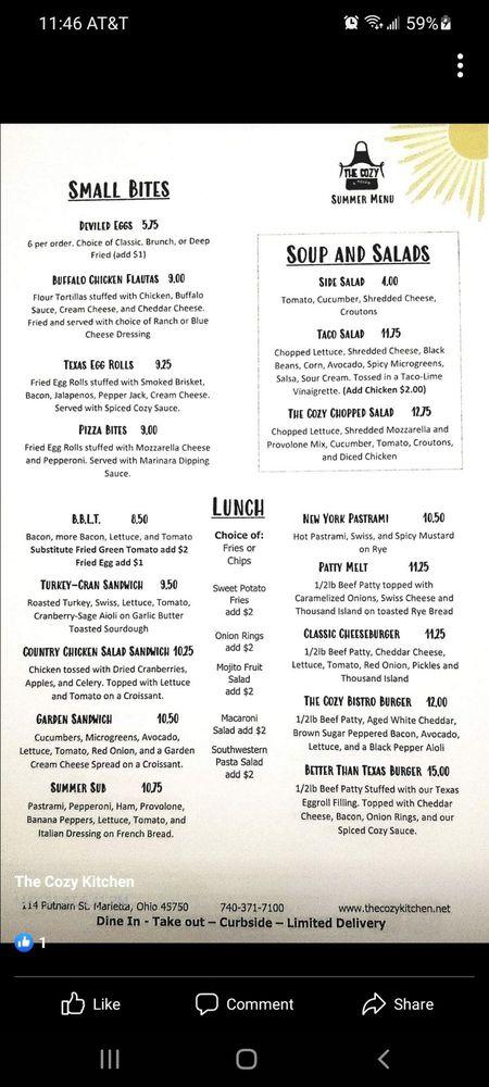 Menu at Da Vinci's restaurant, Williamstown