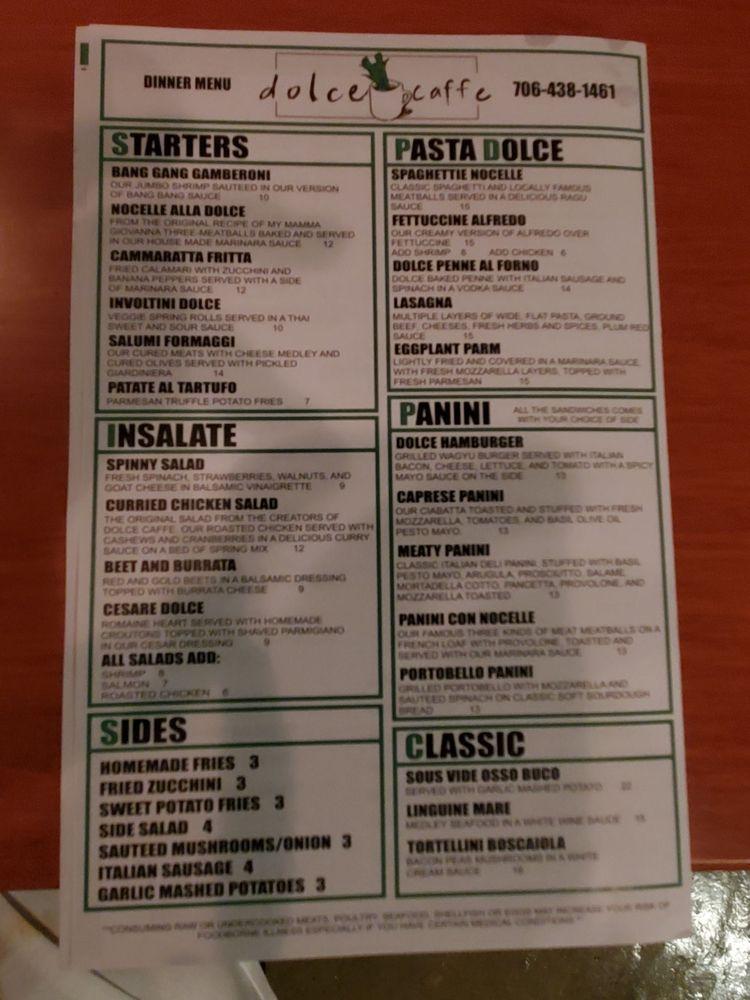 Menu at Dolce Caffe restaurant, Madison