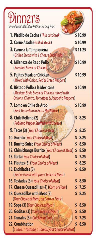 Menu at EL BURRITO EXPRESS,INC. restaurant, Lansing, Burnham Ave