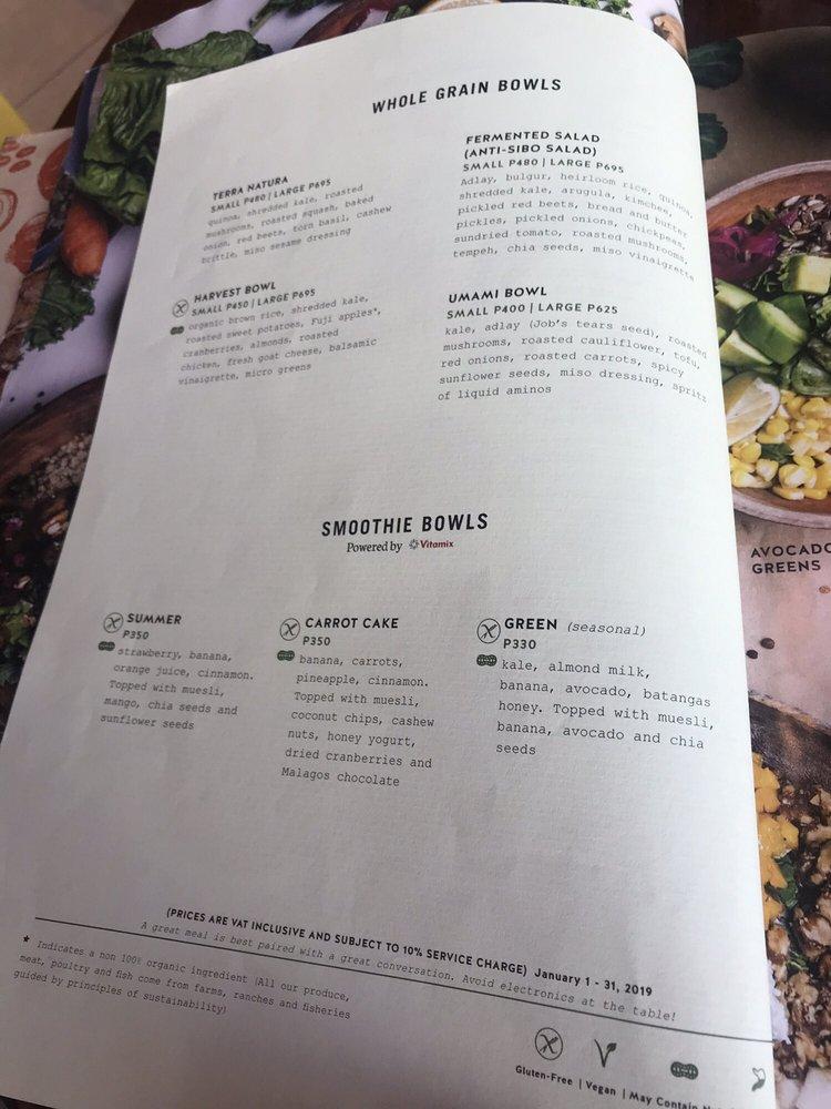 Menu at Green Pastures restaurant, Mandaluyong