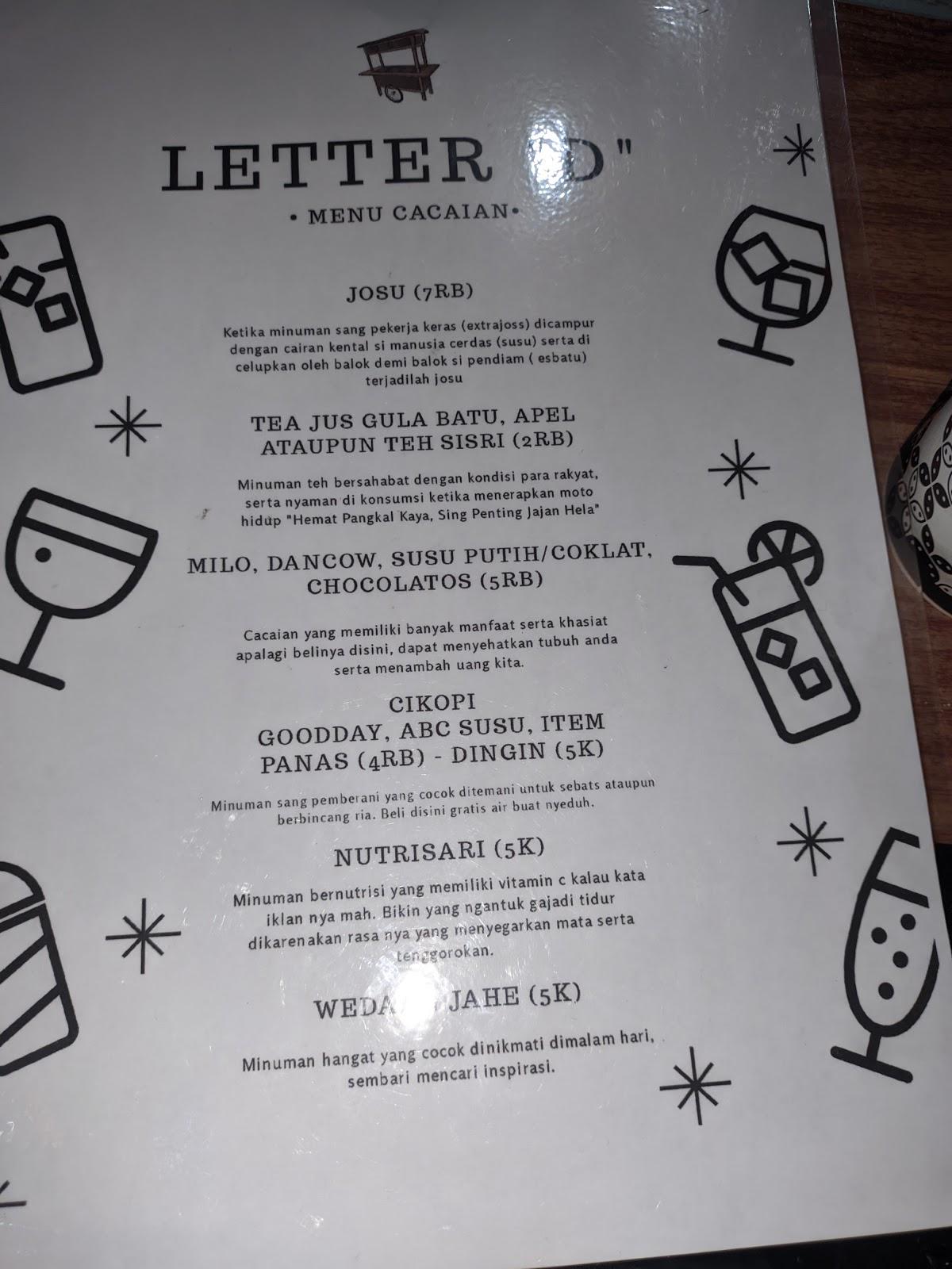 Menu at LETTER " D ", Purwakarta