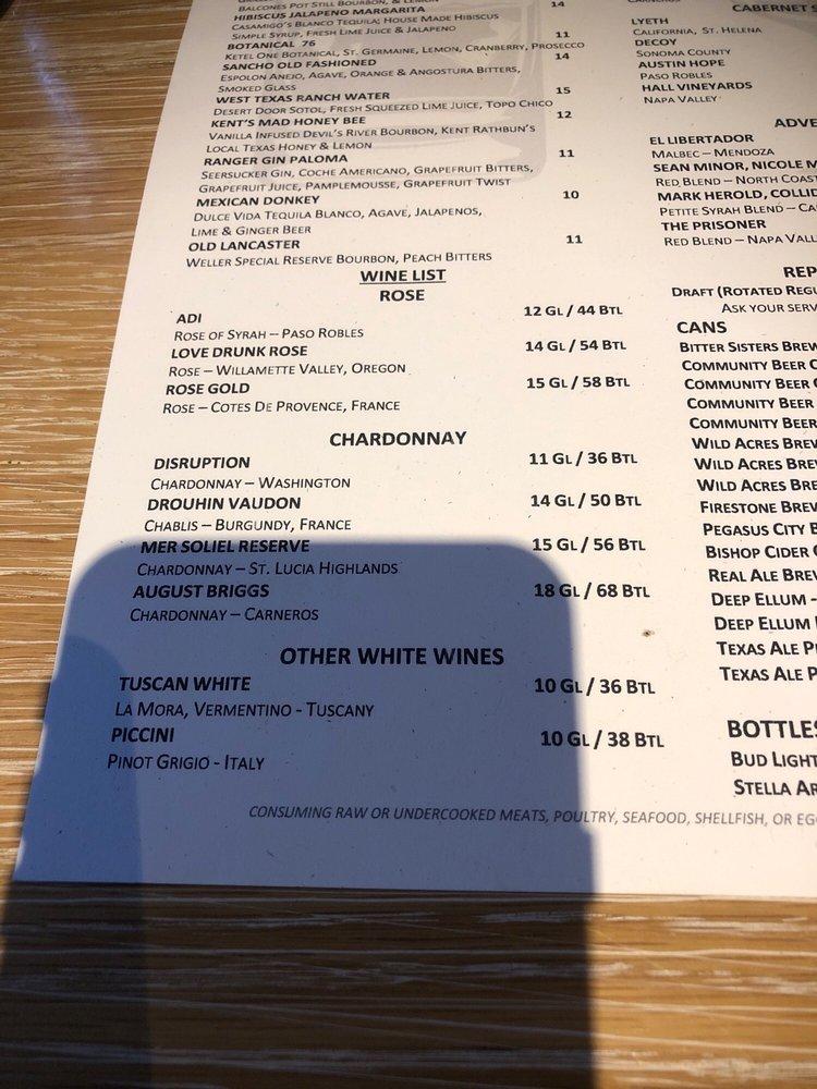 Menu at Republic Texas Tavern, Dallas, Inwood Rd Ste 170