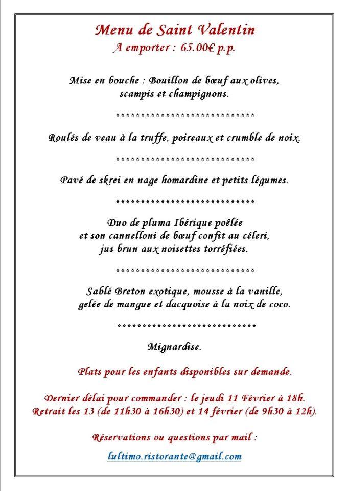Speisekarte von Restaurant l'Ultimo, Mamer