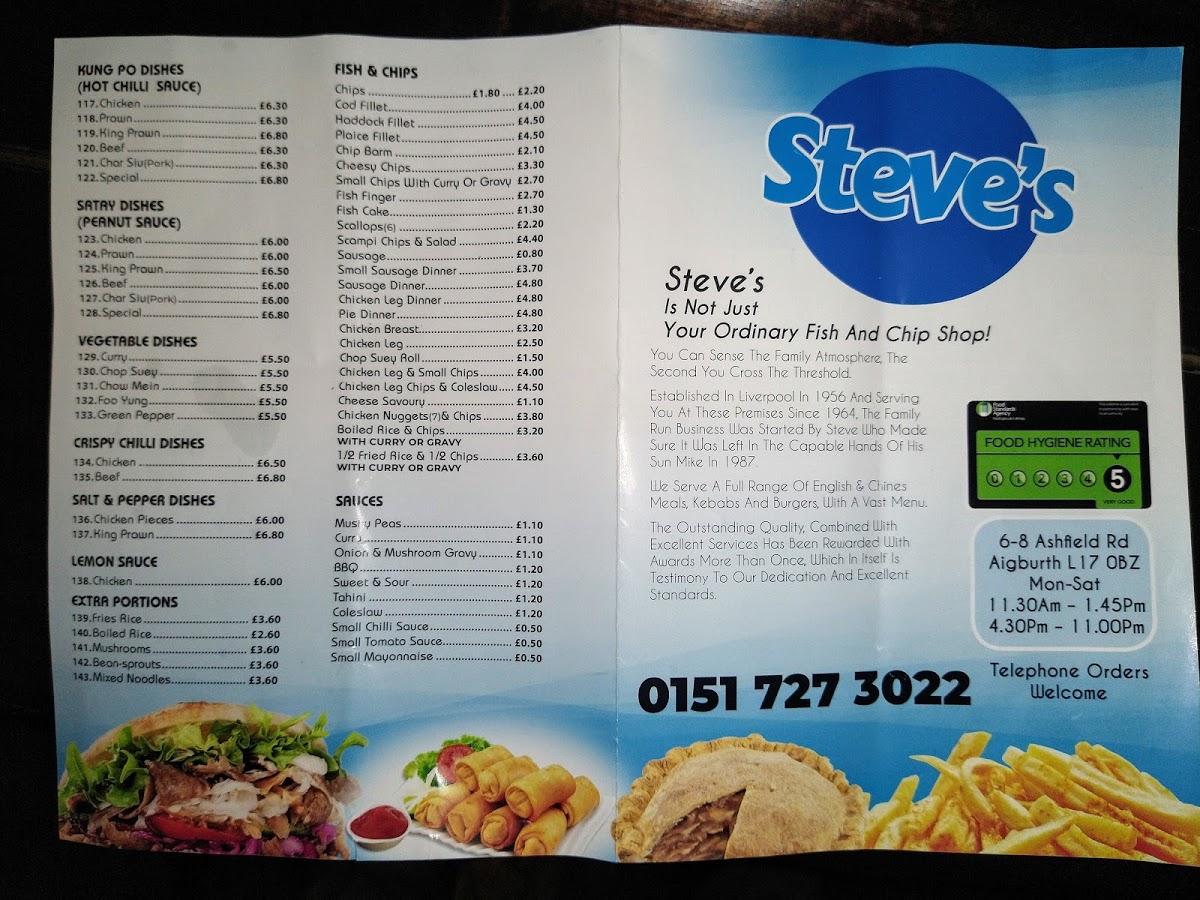 Menu at Steve's Fish & Chips - Greek - Chinese & Kebabs fast food ...