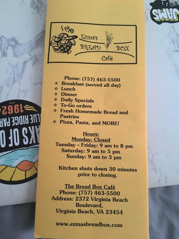 Menu at The Pizza Box pizzeria, Virginia Beach