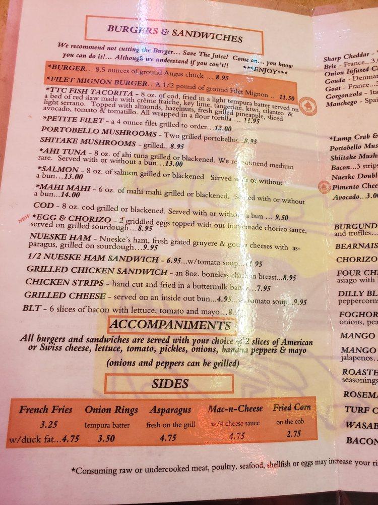 Menu at The Turf Club, Cincinnati