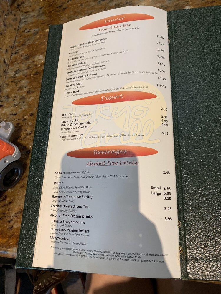 Menu at Tokyo Grill & Sushi Bar, Victoria