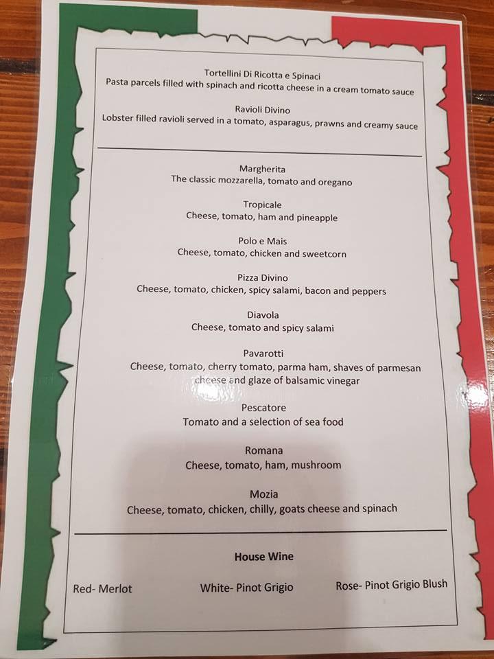 Menu at Divino Italian Restaurant Wigan, Wigan, 4 Orrell Rd