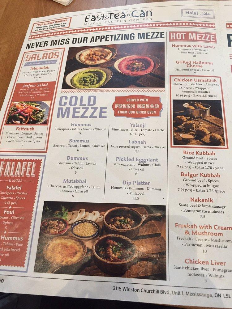 Menu at East Tea Can restaurant, Mississauga