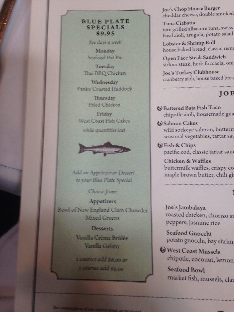 Menu at Joe Fortes Seafood & Chop House steakhouse, Vancouver, 777 ...