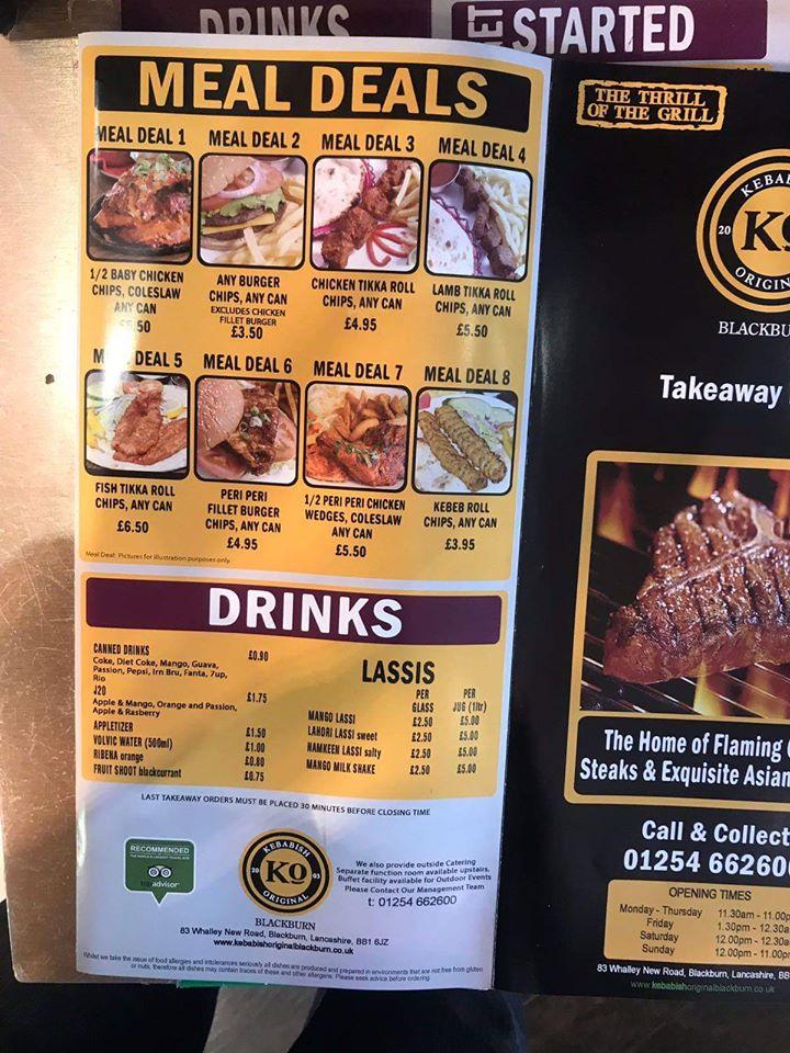 Menu at Kebabish Original Blackburn restaurant, Blackburn