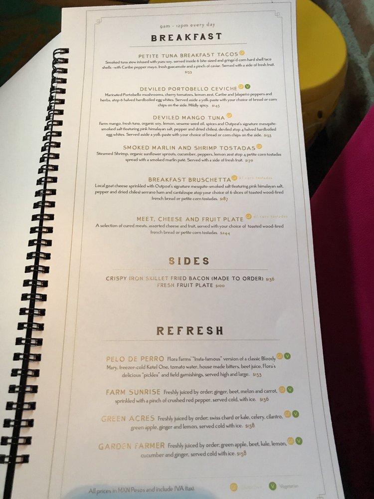Menu at Outpost pub & bar, Cabo San Lucas