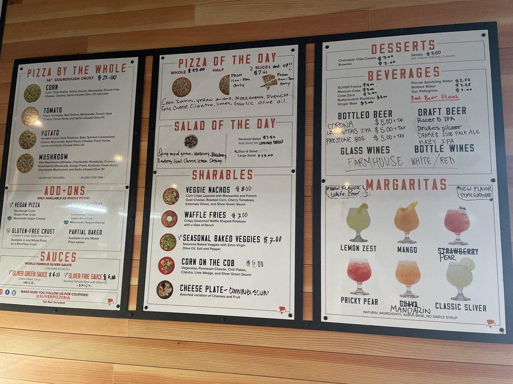 Menu at Sliver Pizzeria Danville, Danville