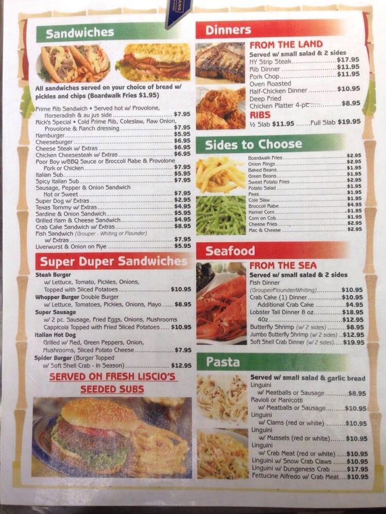 Carta de Uncle Ricky's Outdoor Bar, Vineland