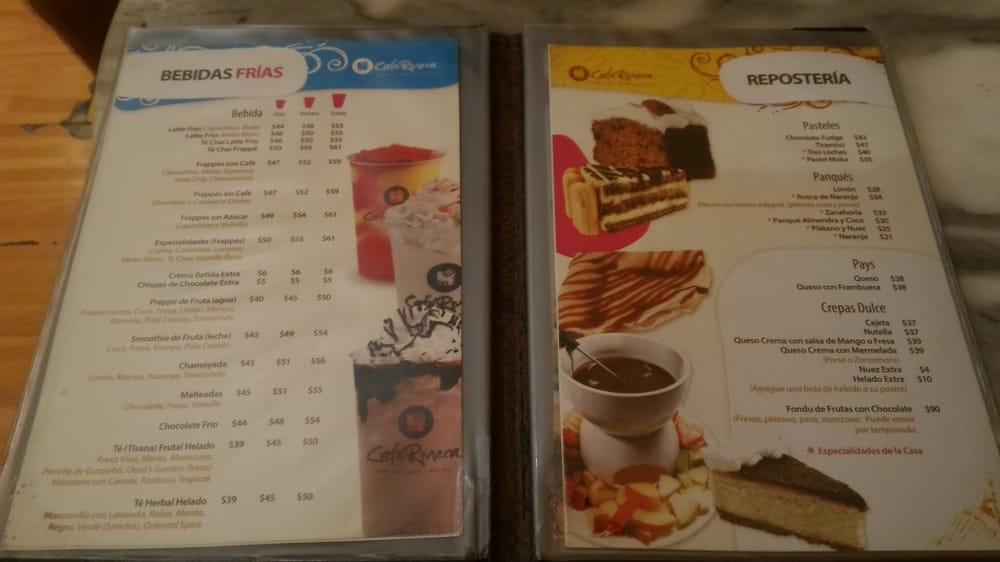 Menu at Café Riviera, Cancún, Av. Nichupté 18
