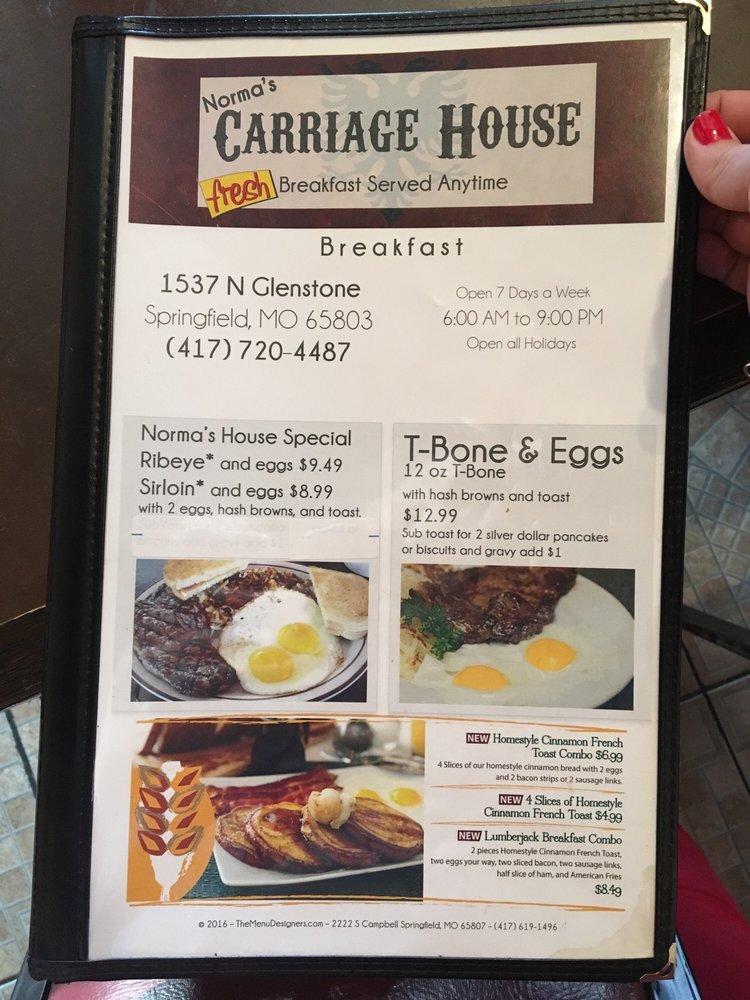 Menu at Carriage House Family Restaurant, Springfield, N Glenstone Ave