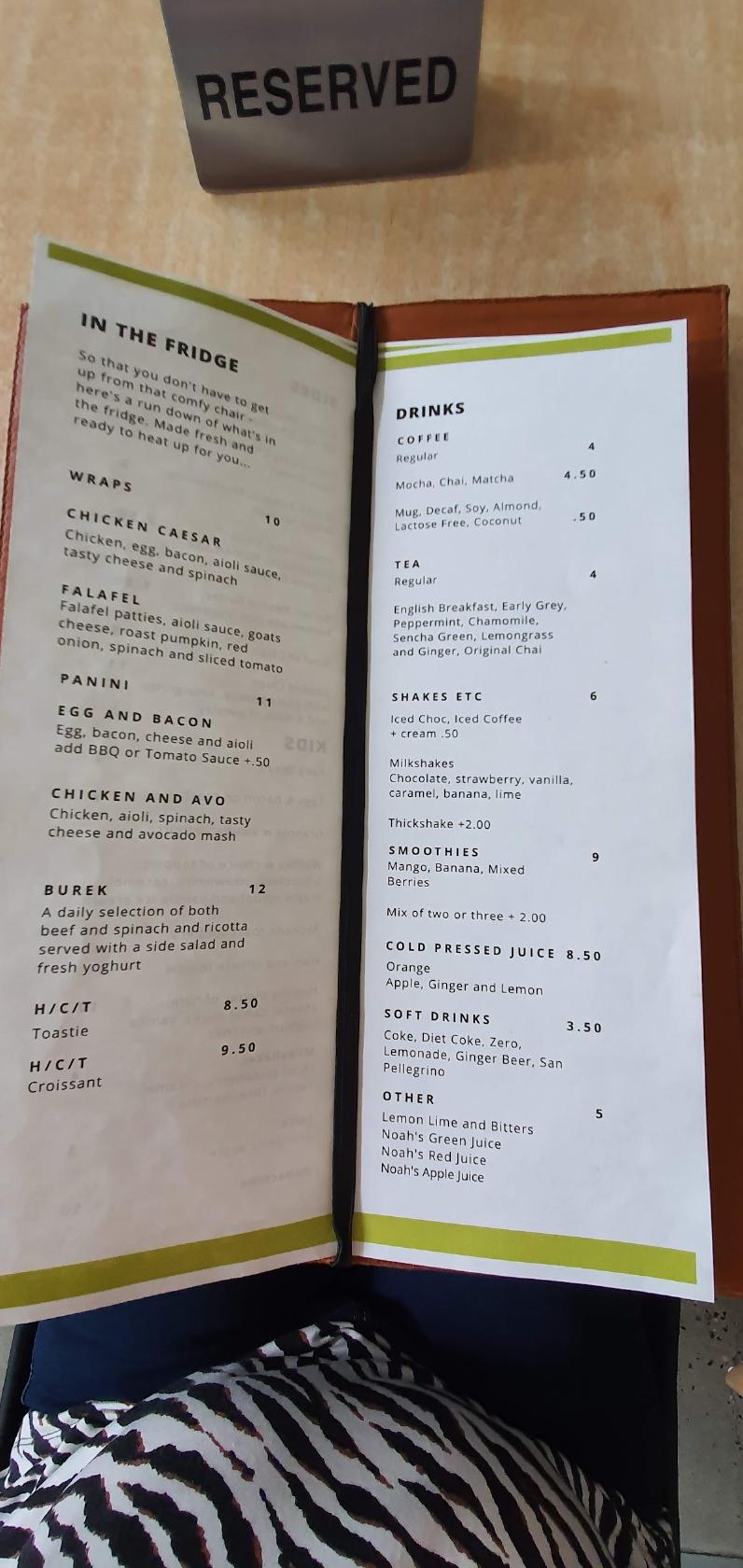 Menu at Darling West Cafe, Geelong West
