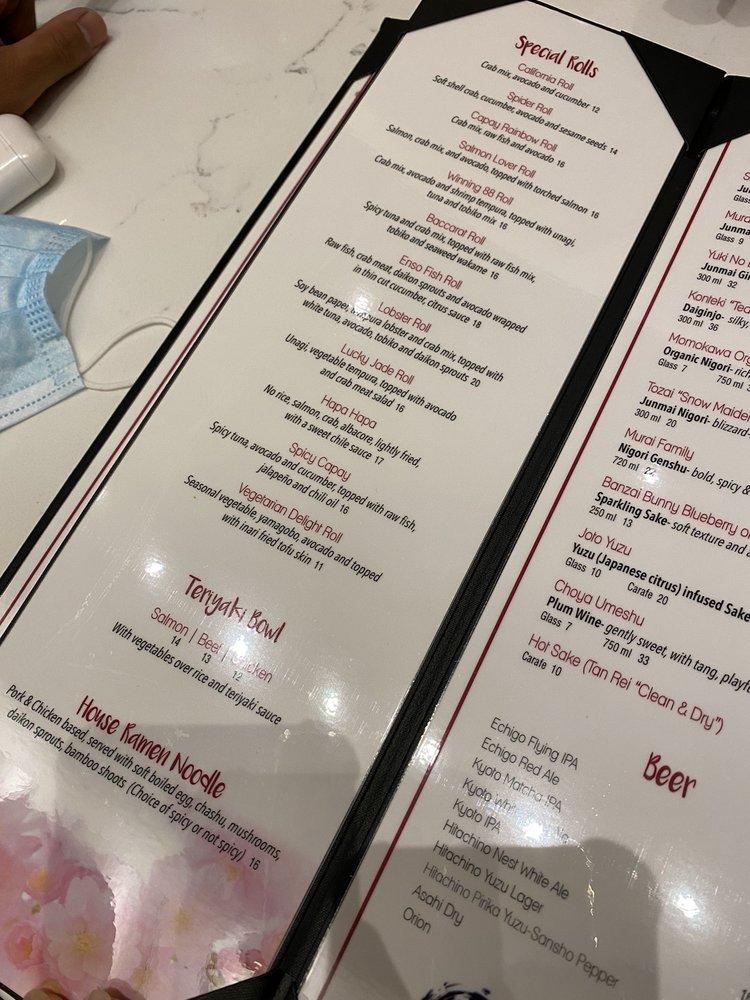 Menu at Enso Sushi restaurant, Brooks