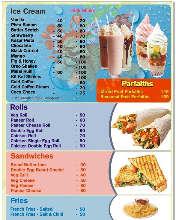 Menu at Glory juice corner, Bengaluru
