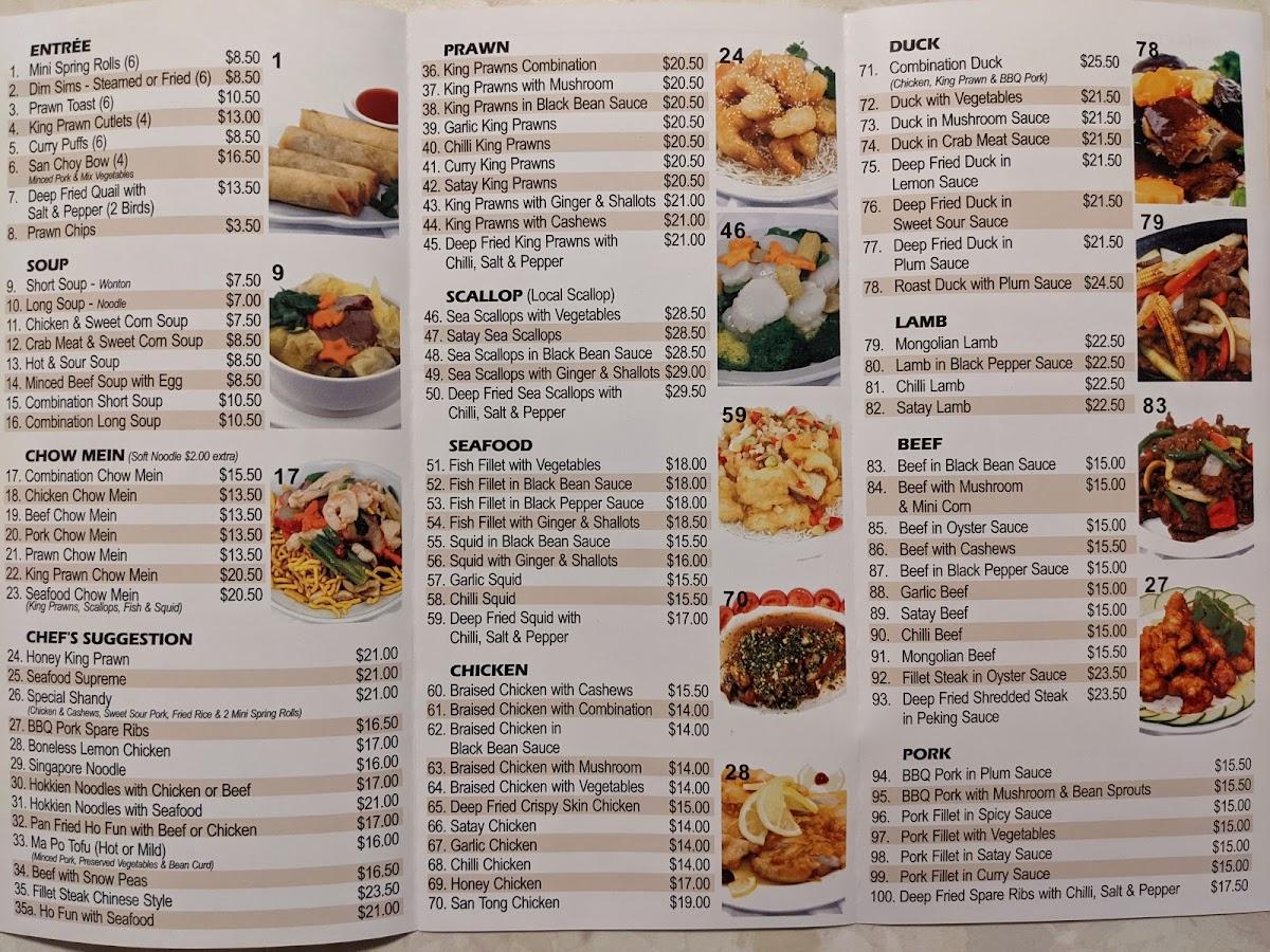 Menu at Ho Choi restaurant, Moorooka