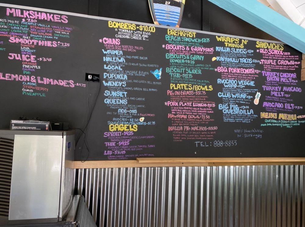 Menu at Kono's Northshore - Waikiki restaurant, Honolulu