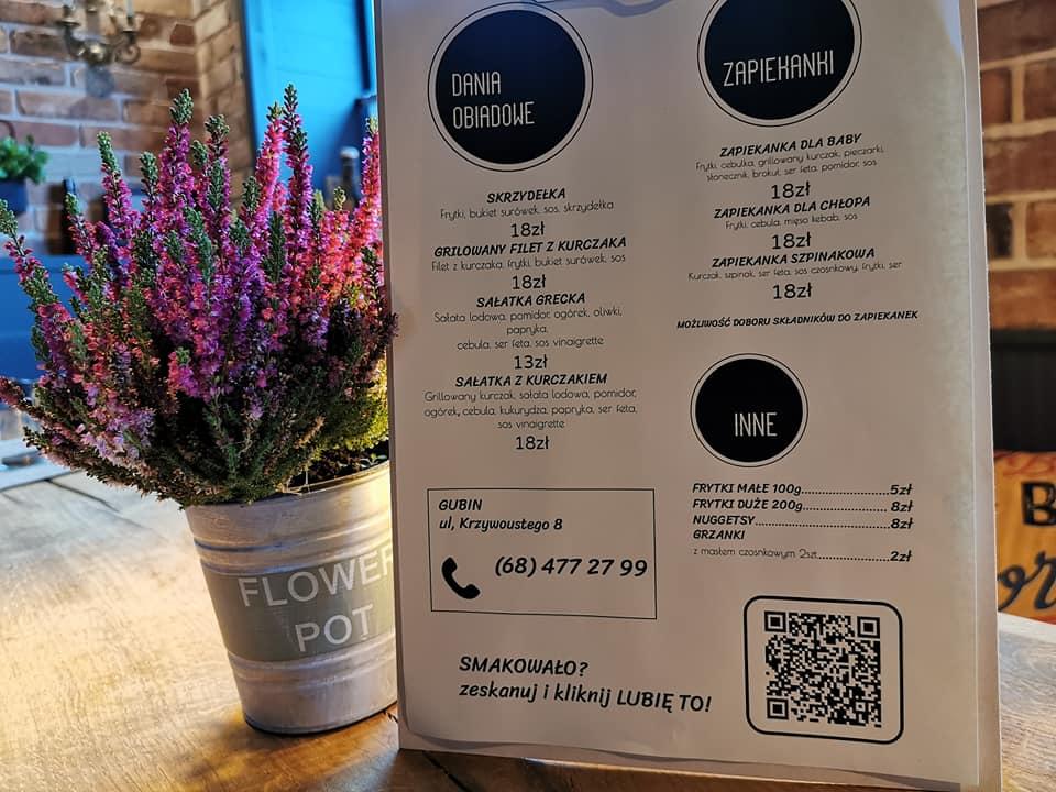 Menu at Mac Burger restaurant, Gubin