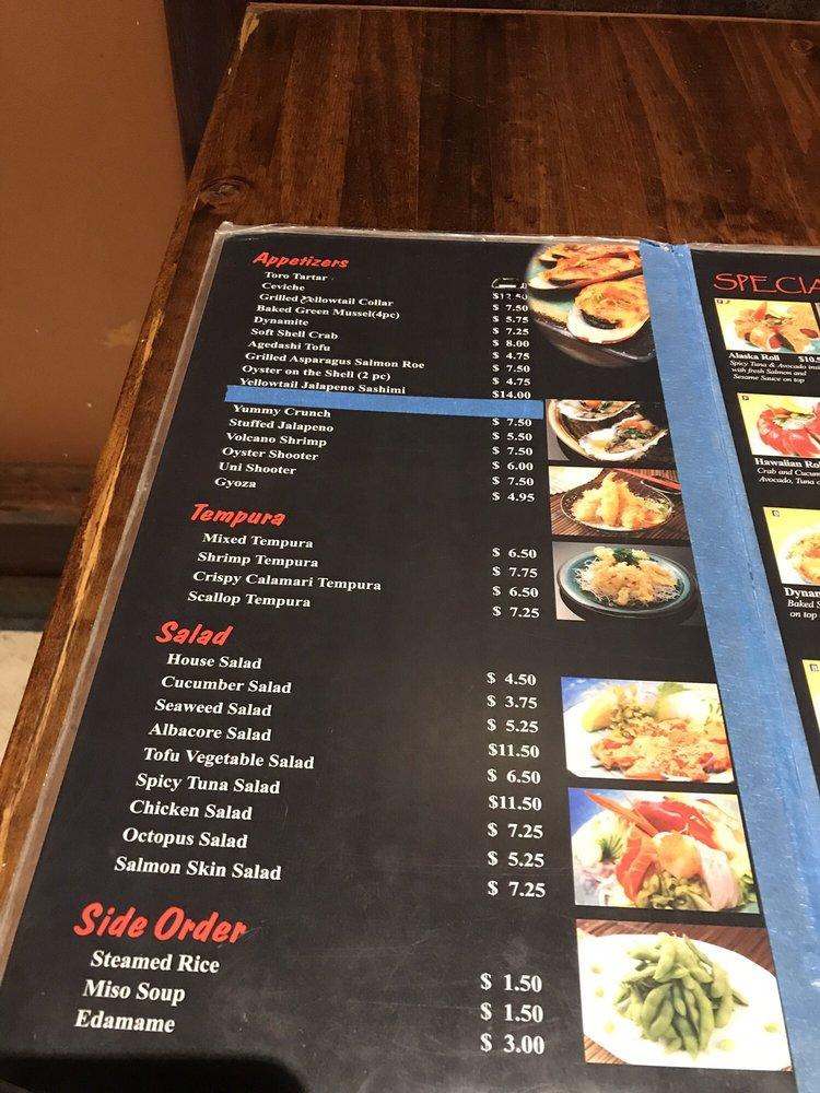 Menu at Mika Sushi restaurant, Camarillo