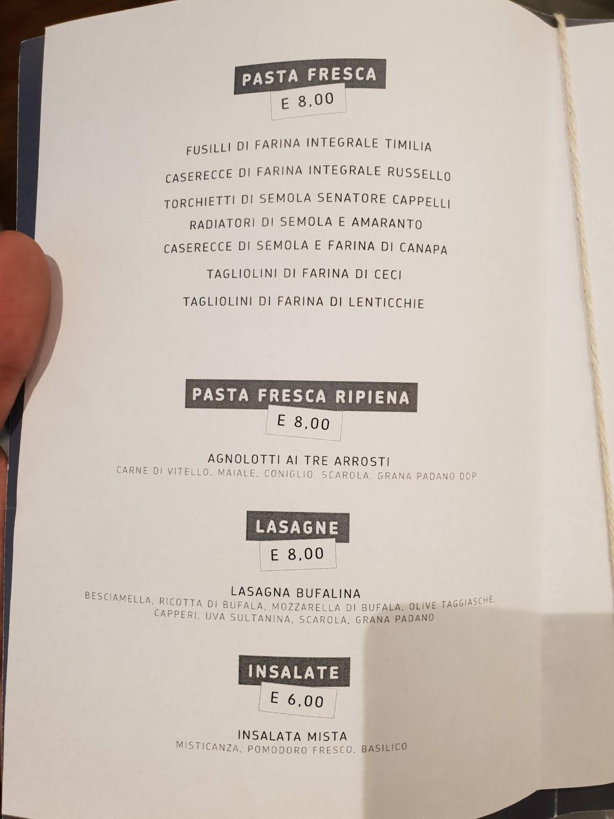 Menu da Pastò ristorante, Torino