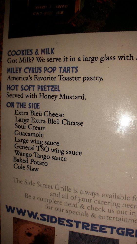Menu at Side Street Bar & Grill, Hamden