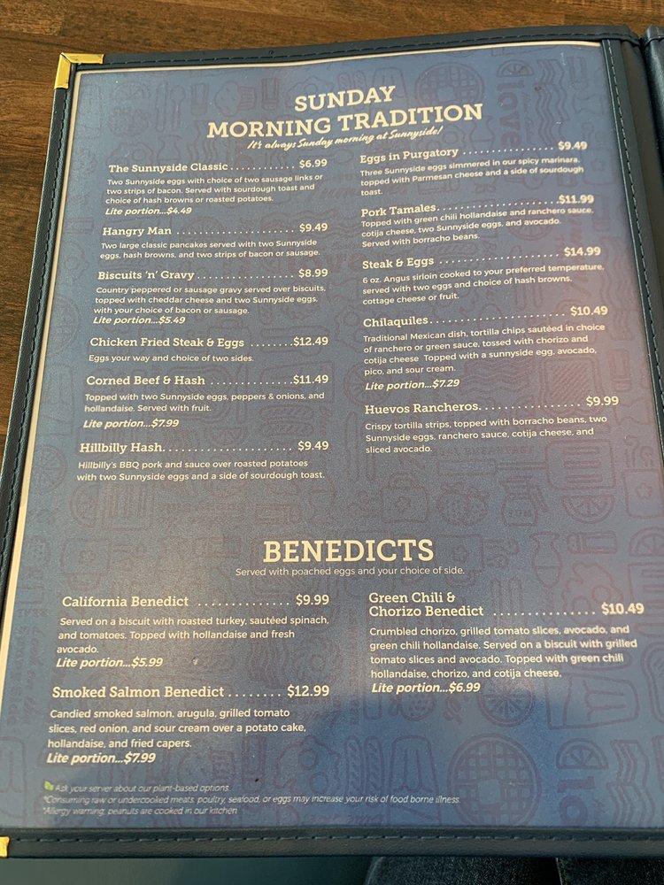 Menu at Sunnyside Diner Edmond restaurant, Edmond